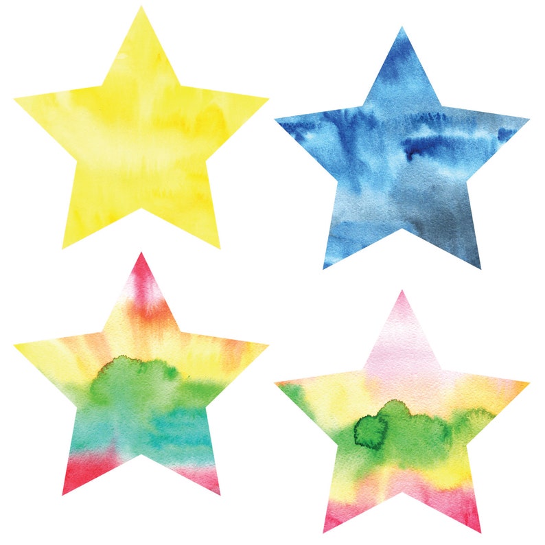 Colorful Watercolor Stars Watercolor Stars Clipart Night Sky - Etsy