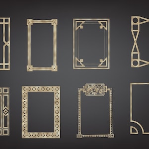 Gold Foil Frames Clip Arts, Elegant Calligraphic Frames, Decorative ...