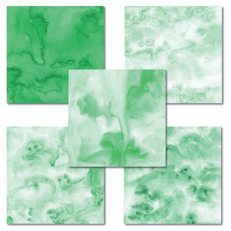 20 Green Digital Papers, Watercolor Green Textures, Green Watercolor ...