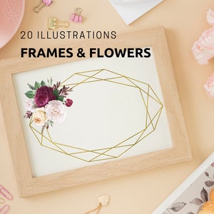 20 Geometric Frames, Frames With Vintage Flowers, Wedding Romantic ...