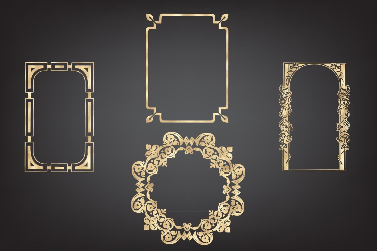 Gold Foil Frames Clip Arts Elegant Calligraphic Frames - Etsy