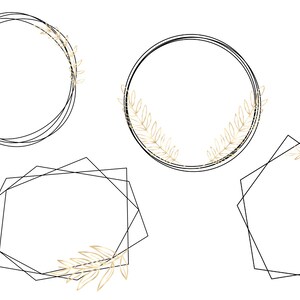 Minimal Geometric Frames, Gold Frames Clipart, Frames With Golden ...