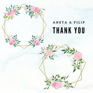 20 Decorative Frames, Watercolor Floral Geometric Frames, Rose and ...