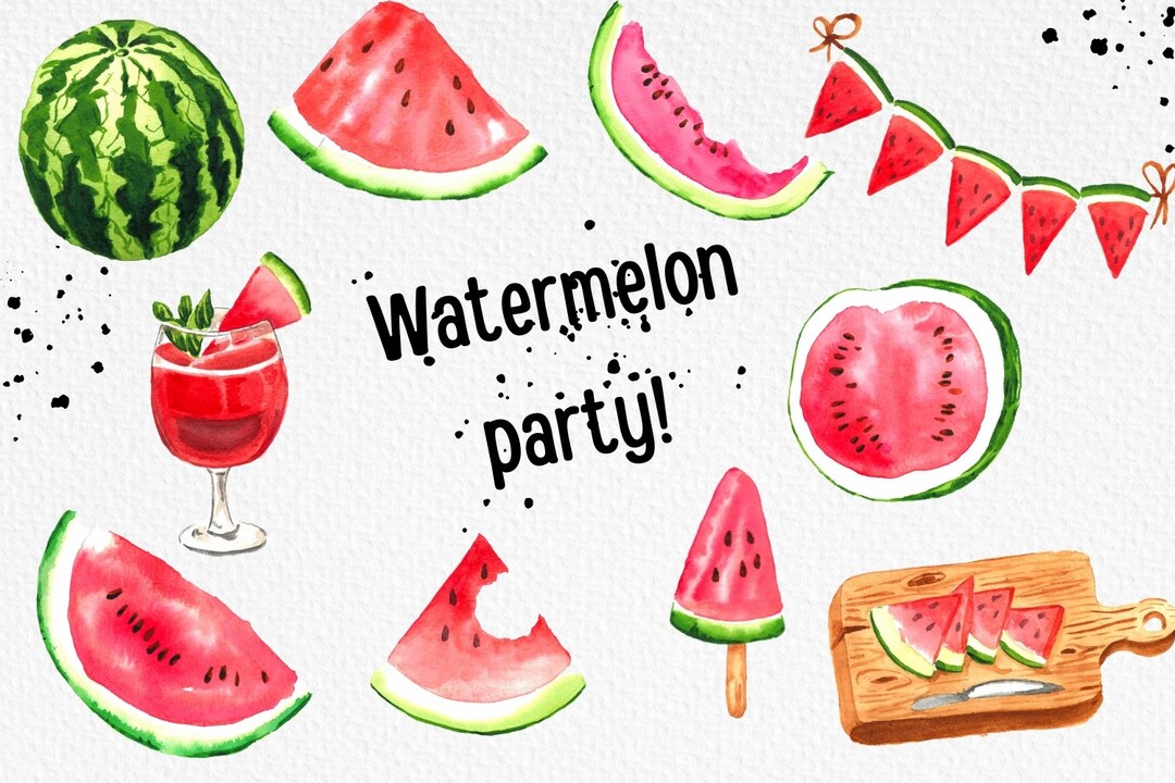 Watermelon Party, Summer Clipart, Watercolor Clipart, Popsicle Clipart ...
