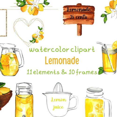 Cute Lemonade Clipart Images Summer Lemonade Stand Clipart - Etsy