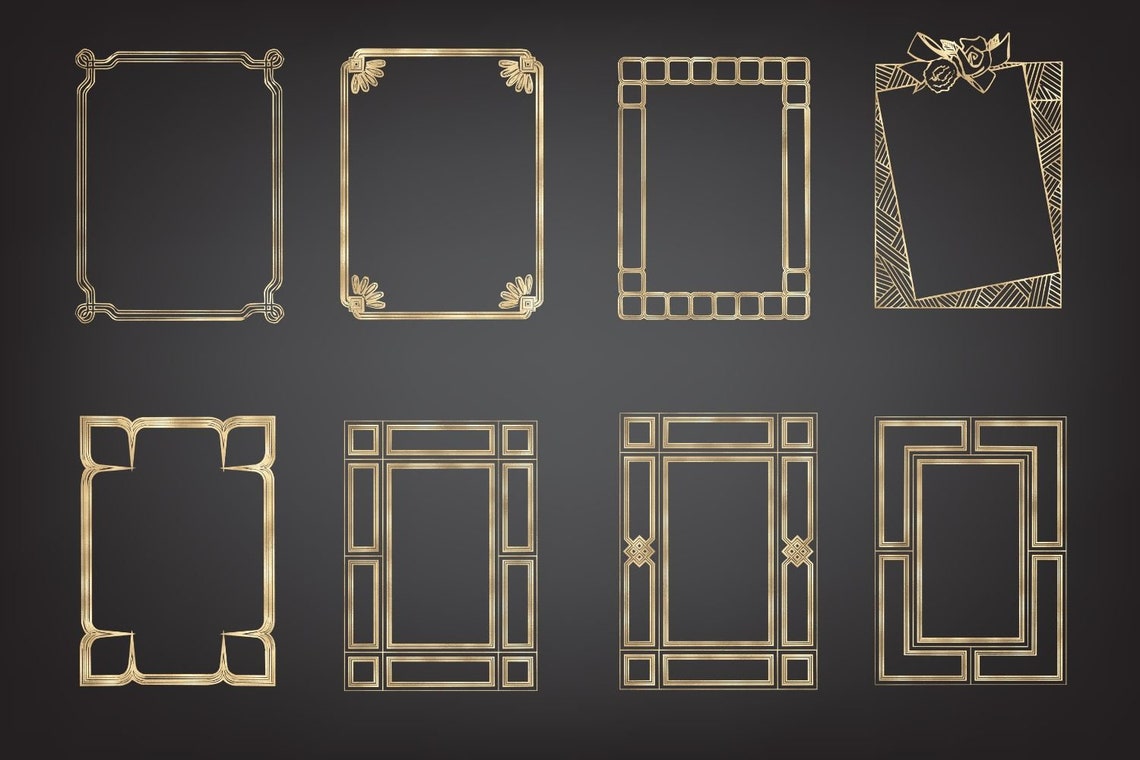 Gold Foil Frames Clip Arts Elegant Calligraphic Frames - Etsy