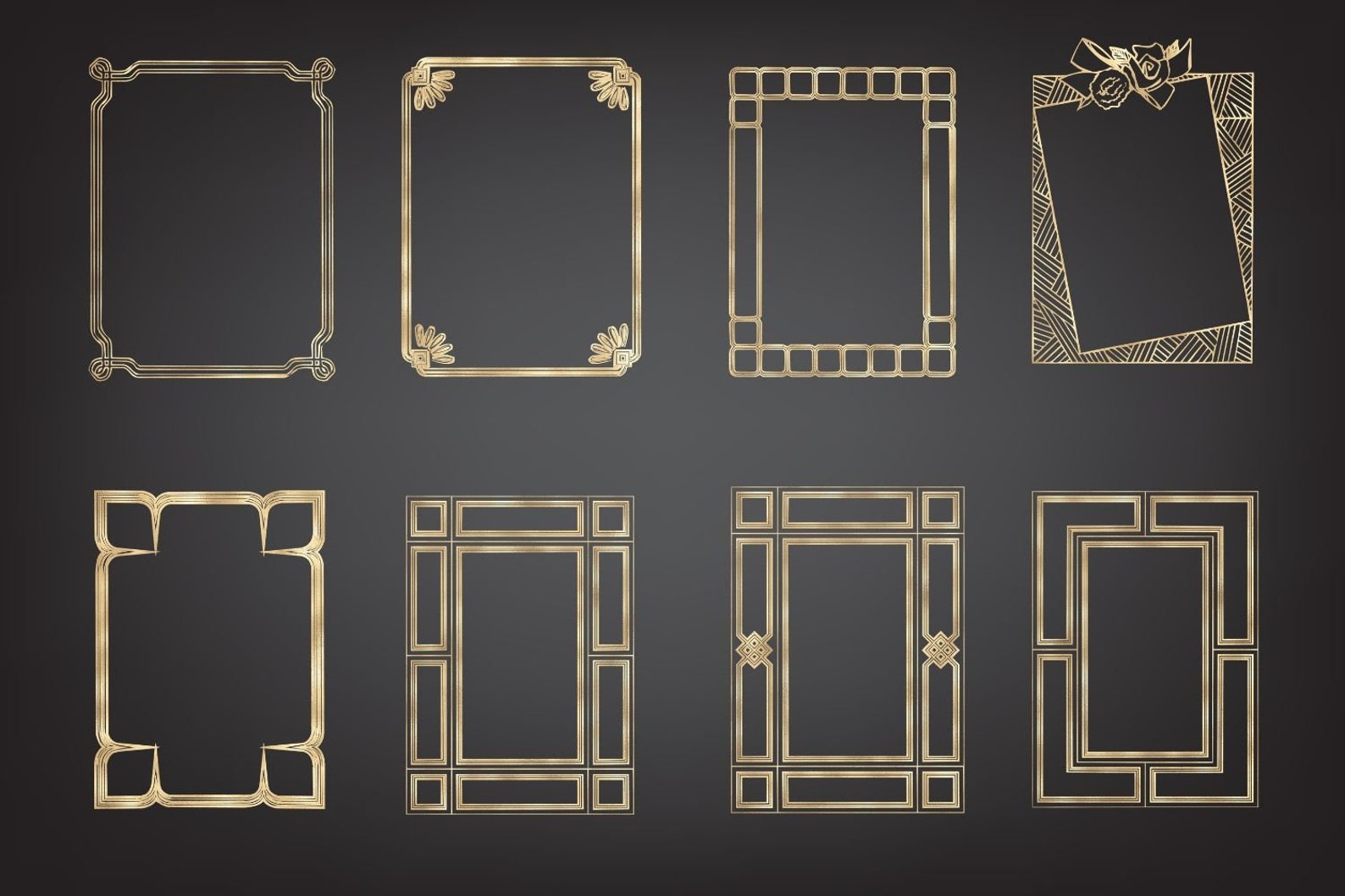 Gold Foil Frames Clip Arts Elegant Calligraphic Frames - Etsy