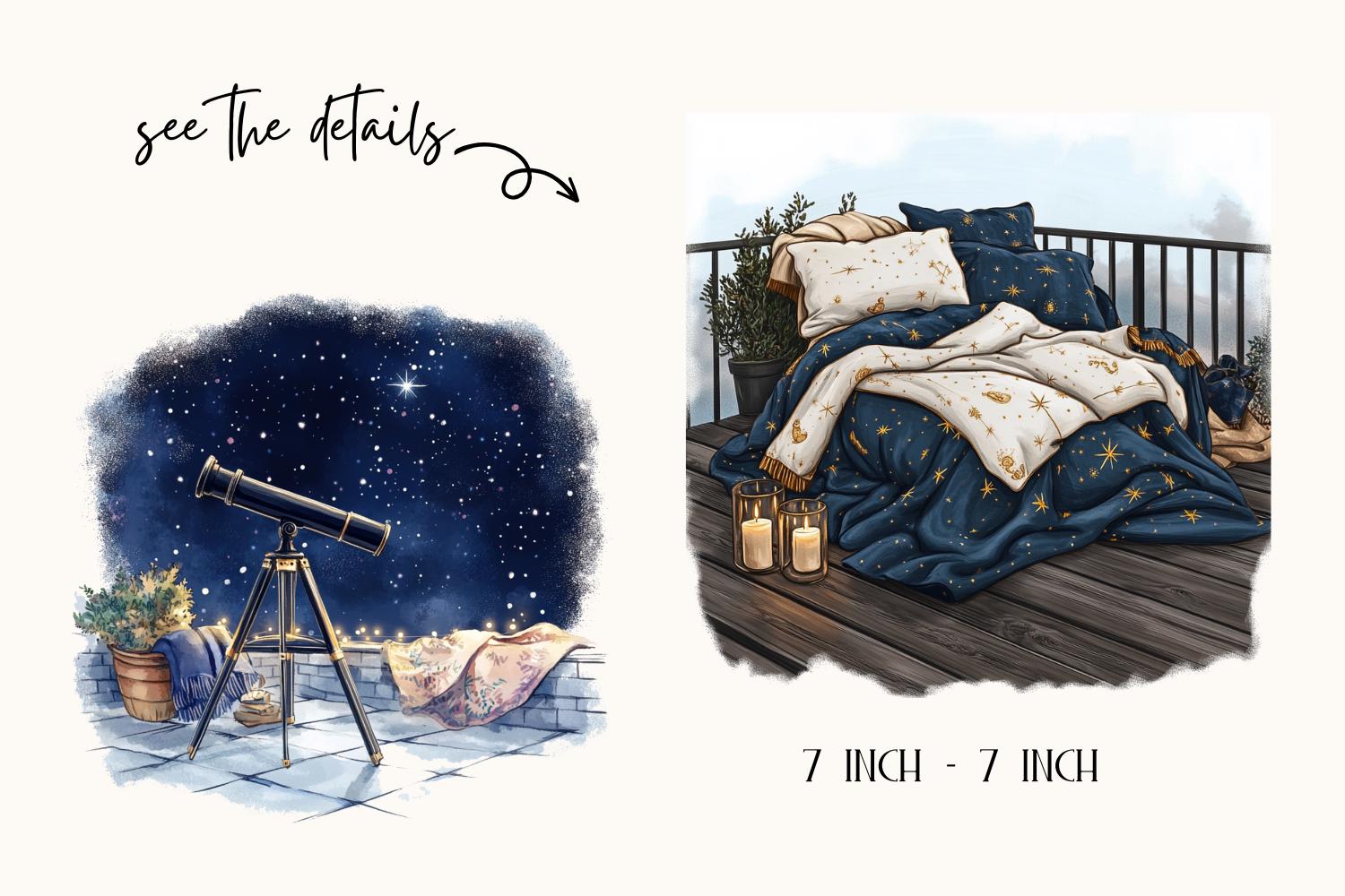 Dreamy Night Watercolor Clipart – 18 Celestial Pngs, Stars ...