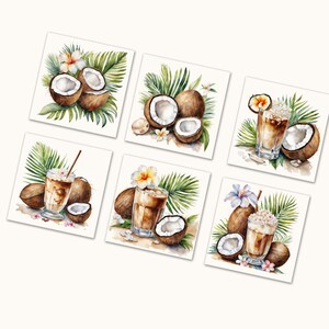 Watercolor Coconut Clipart, Tropical Food, Summer Fruit, Coconut Drink ...