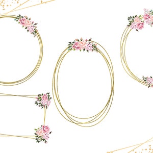 Decorative Frames, Watercolor Floral Geometric Frames, Rose and ...