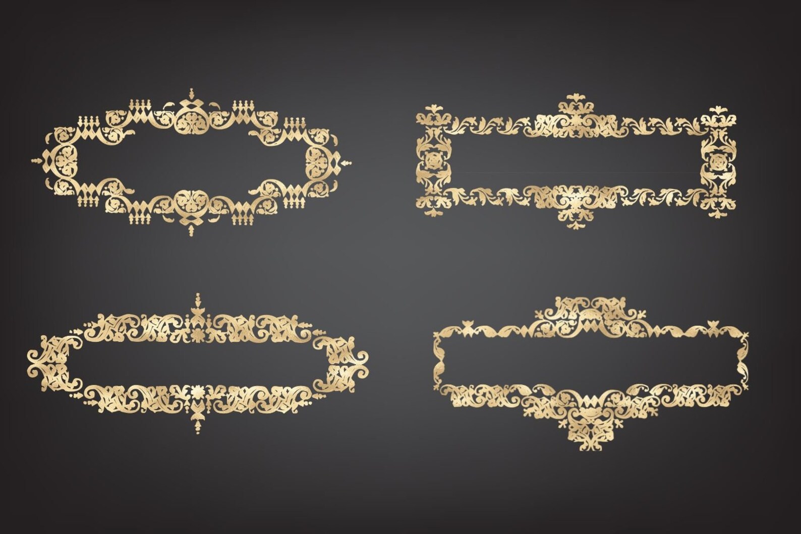 Gold Foil Frames Clip Arts Elegant Calligraphic Frames - Etsy