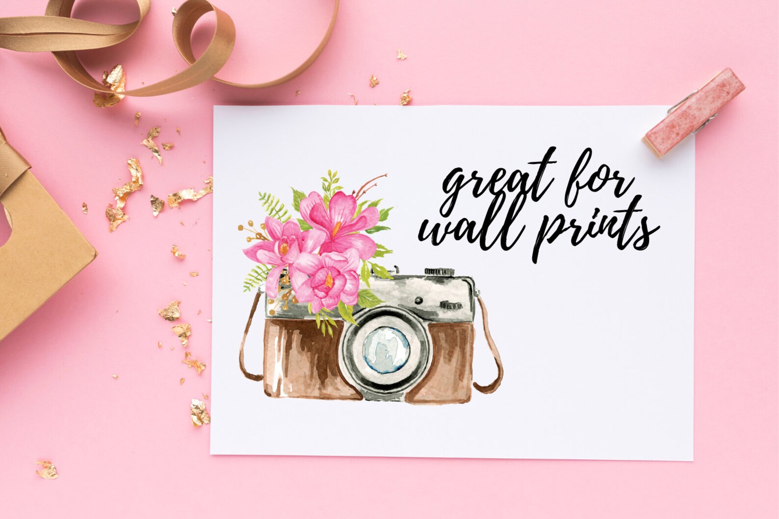Floral Vintage Camera Clipart Retro Watercolor Photo Tape - Etsy
