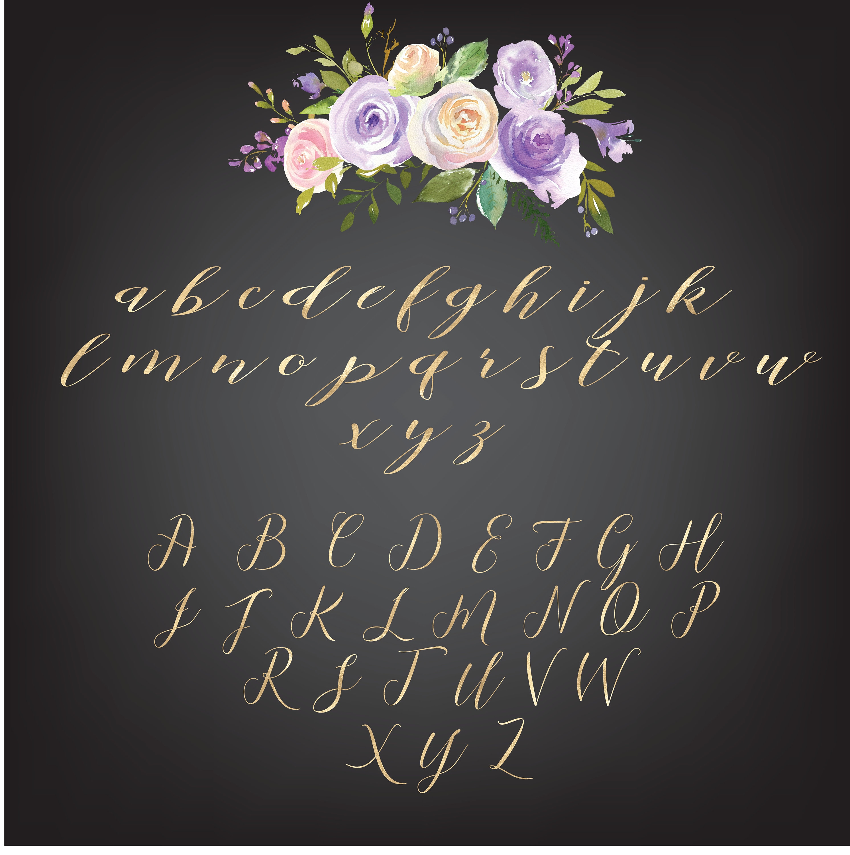 Gold Foil Alphabet, Gold Letters Clipart, Decorative Alphabet, Brush ...