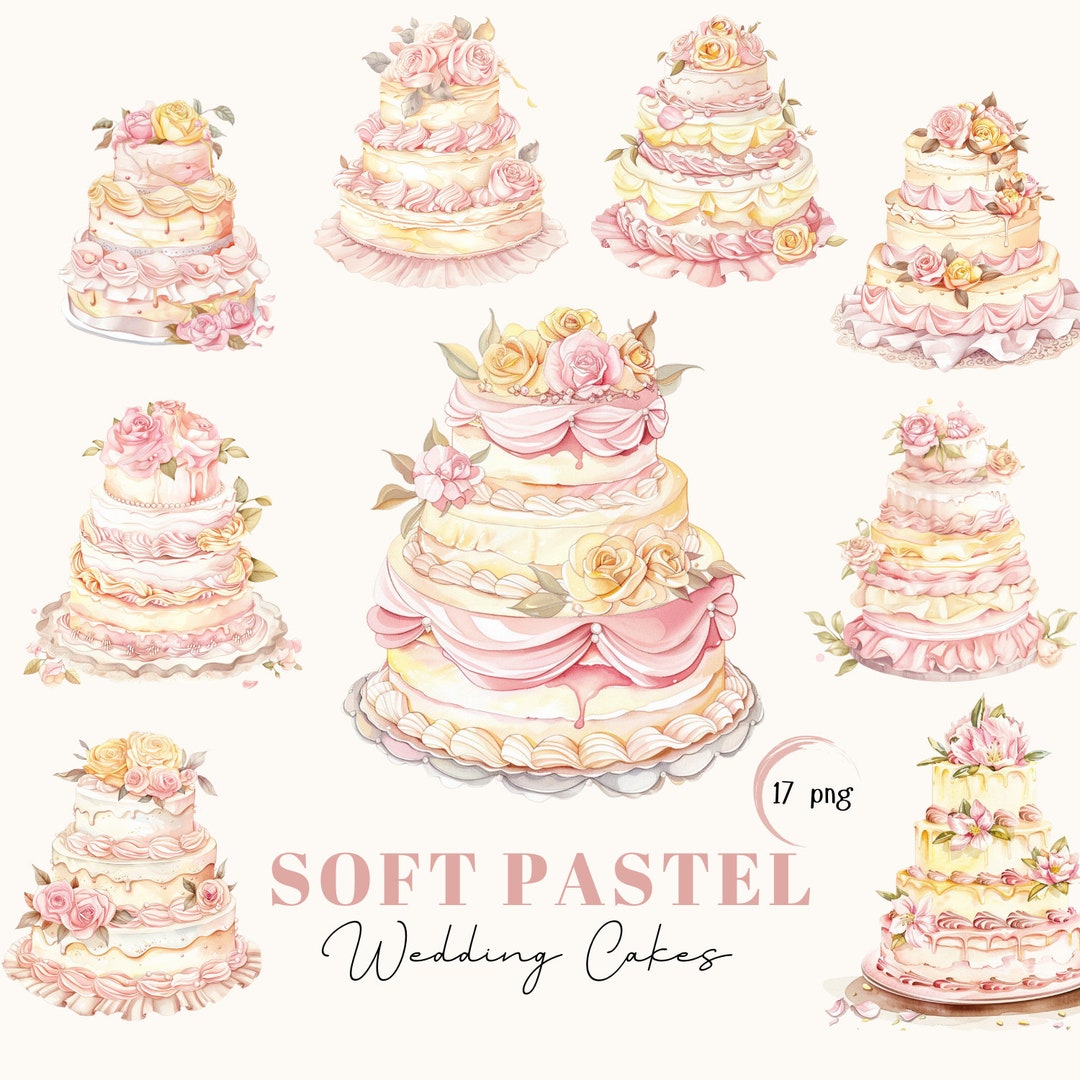 Watercolor Wedding Clipart, Wedding Cake, Floral Cakes, Bride Clip Art ...