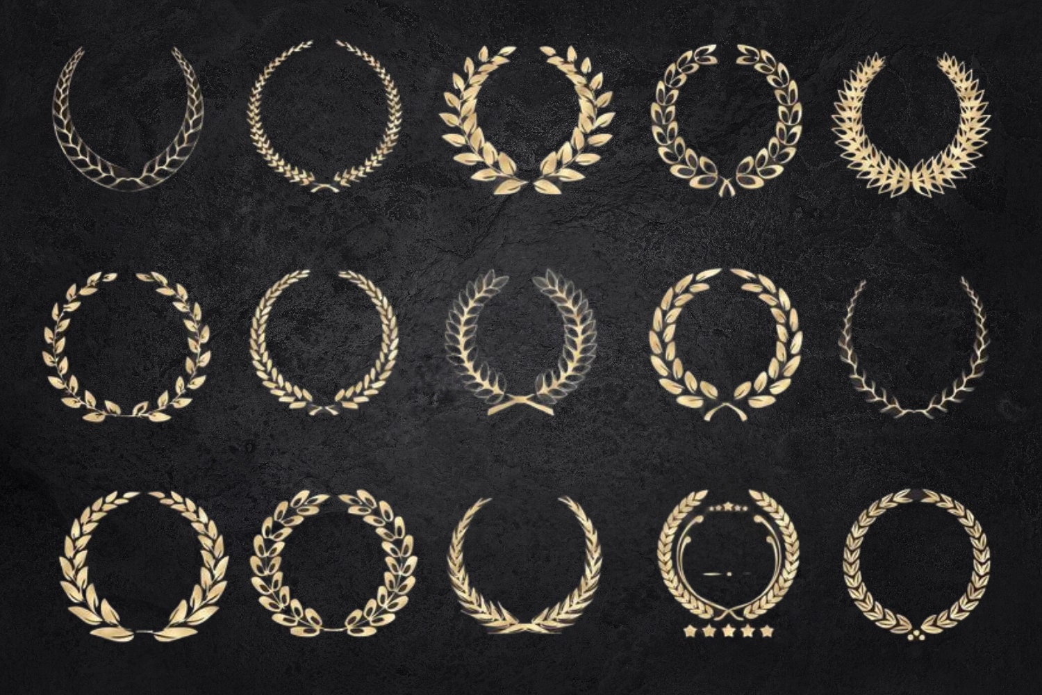 Gold Foil Laurel Wreath Clipart: 60 PNG Elements (digital Download) - Etsy