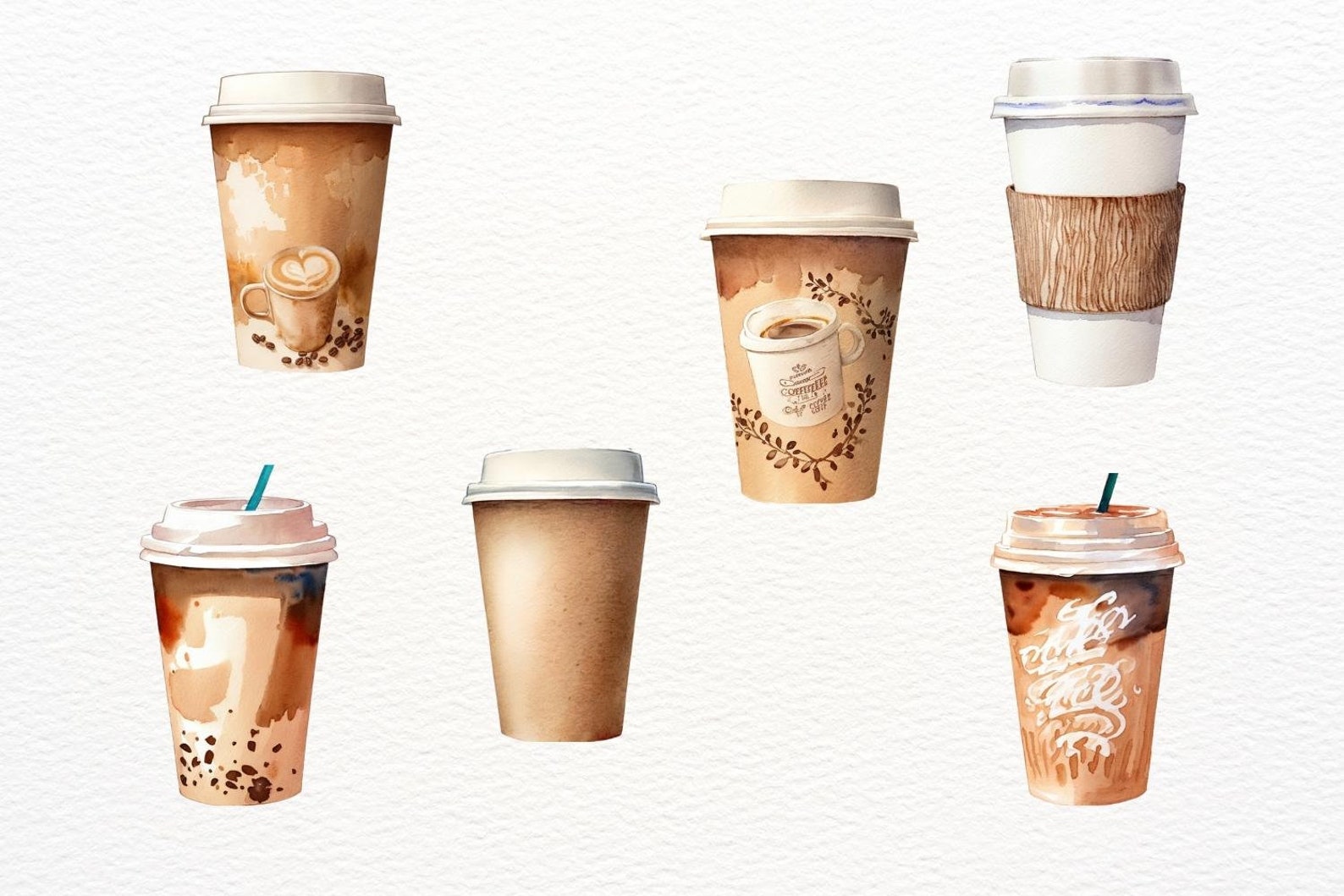 Watercolor Coffee Mugs and Cups Clipart - Etsy