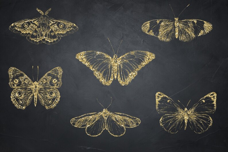 Gold Butterflies Collection Gold Glitter Butterfly Golden - Etsy