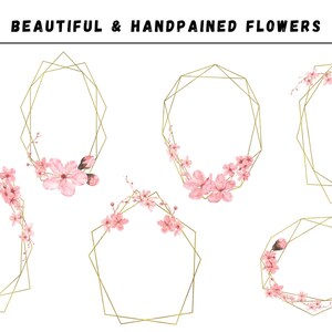 Gold Frames With Cherry Blossom Flowers, Geometric Frames - Etsy