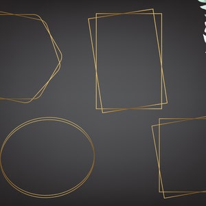 Elegant Modern Gold Polygonal Frame Clipart, Thin and Elegant Golden ...