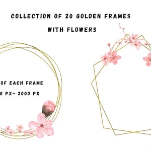 Gold Frames With Cherry Blossom Flowers, Geometric Frames - Etsy
