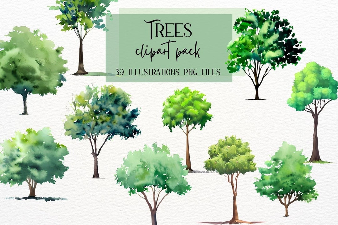 Watercolor Trees, Watercolor Clipart, Tree of Life, Family Tree ...