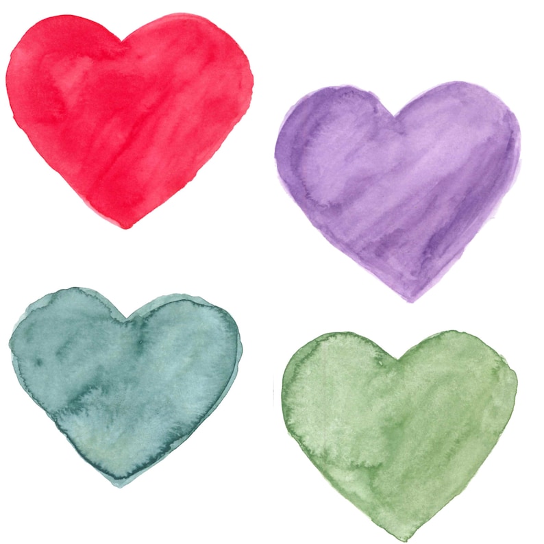 Watercolor Hearts Clipart Watercolor Love Illustrations - Etsy