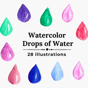 Weather Clip Art Watercolor Water Drops of Water Clipart - Etsy