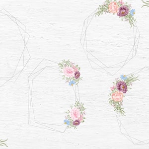 Silver Geometric Frames, Silver Wedding Frames, Frames With Watercolor ...