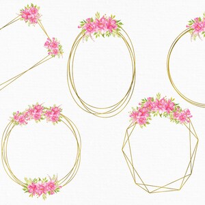 Geometric Gold Frames, Floral Crystal Frames, Wedding Polygonal Frame ...