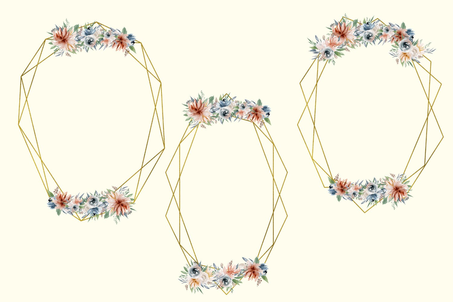 Romantic Geometric Frames Frames with Pink and Red Rose | Etsy