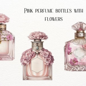 Watercolor Heart Shaped Pink Perfume Bottles Clipart - Etsy
