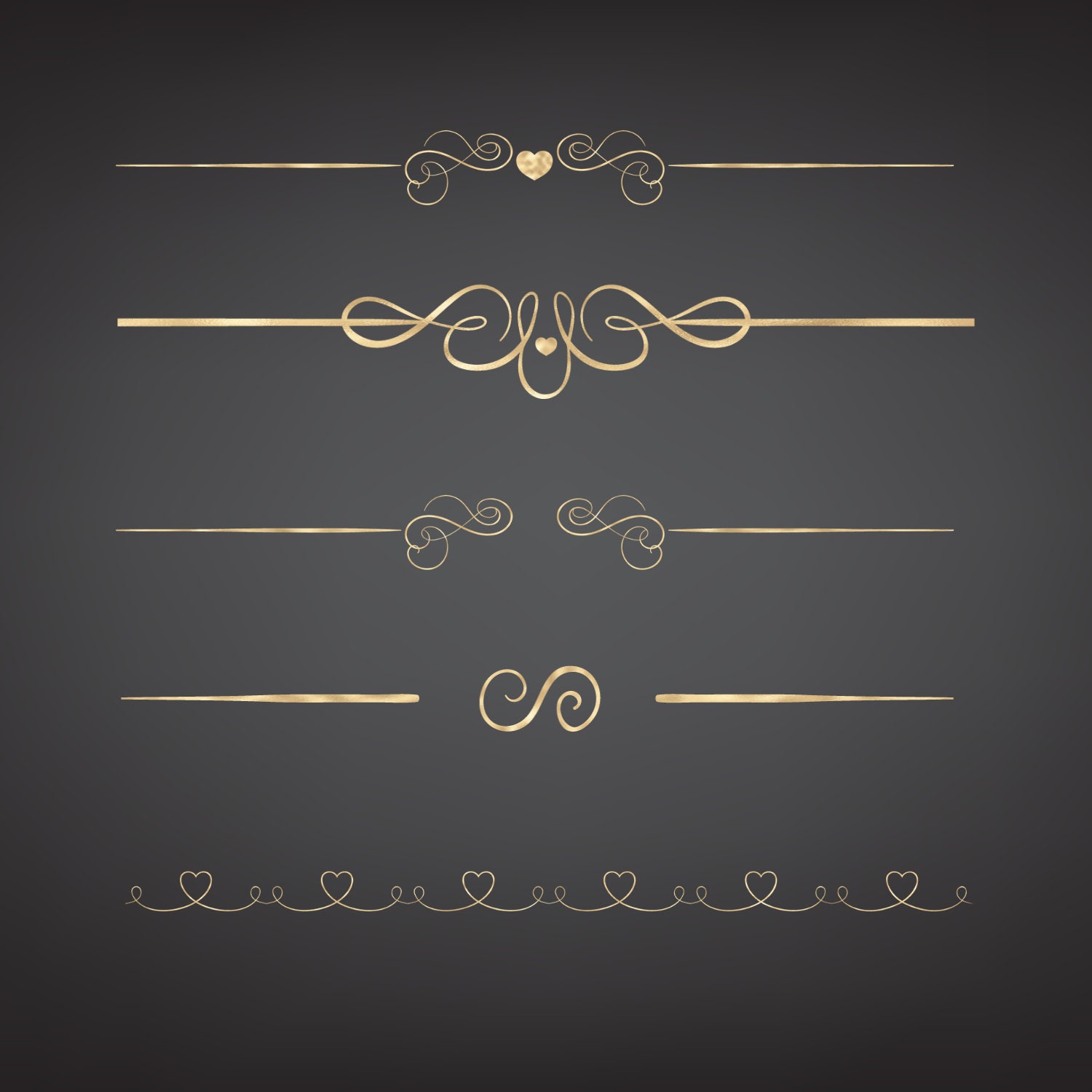 Gold Foil Page Dividers: Hand-drawn Borders (PNG) - Etsy