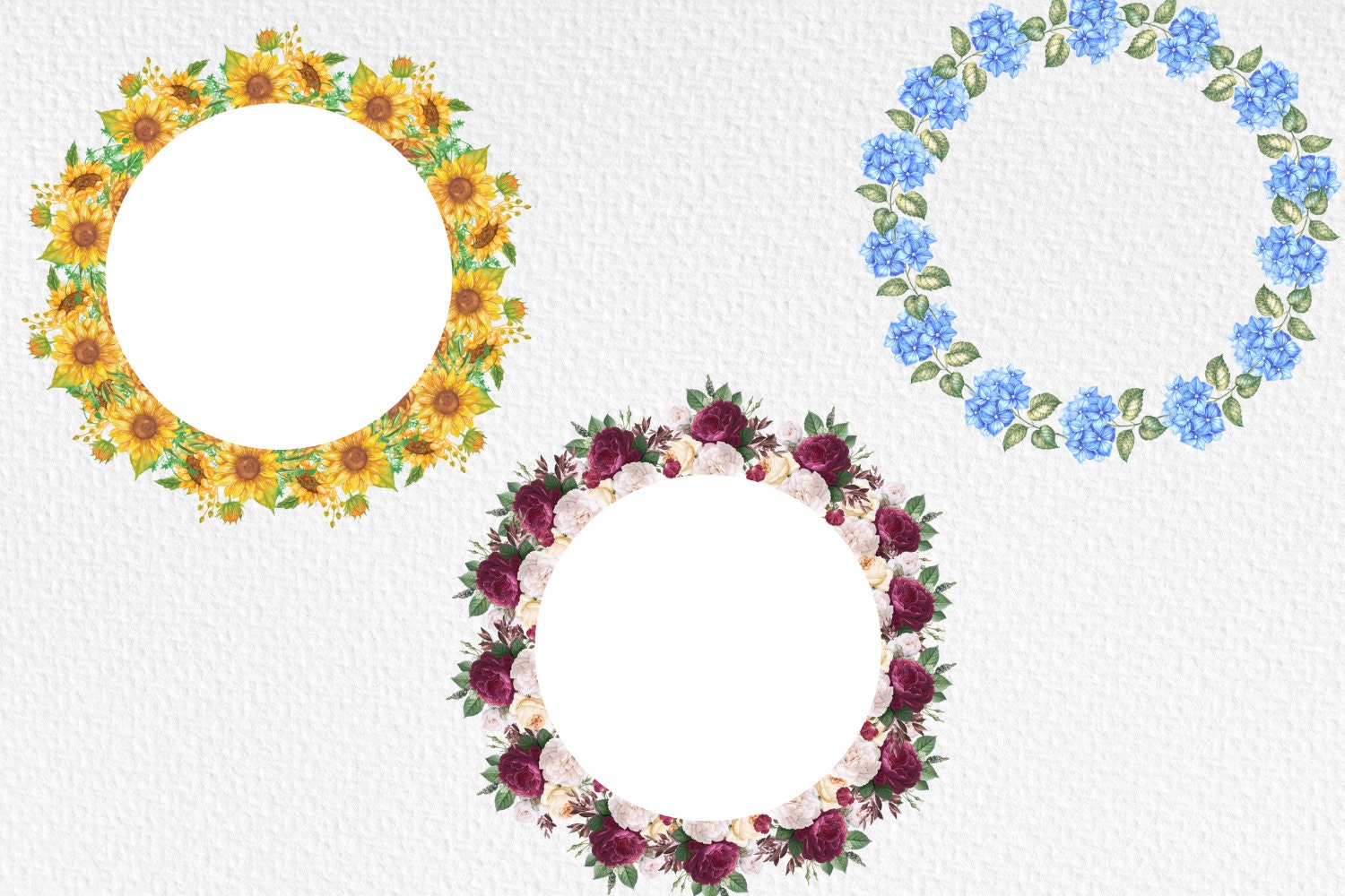 Floral Wreaths, Frames With Vintage Flowers, Wedding Romantic Frames ...