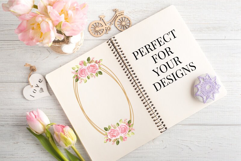 Geometric Frames, Frames With Pink Peonies Watercolor, Frames With ...