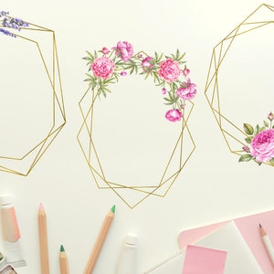 20 Geometric Frames, Frames With Vintage Flowers, Wedding Romantic ...