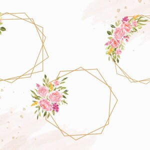 Geometric Frames, Frames With Pink Peonies Watercolor, Frames With ...