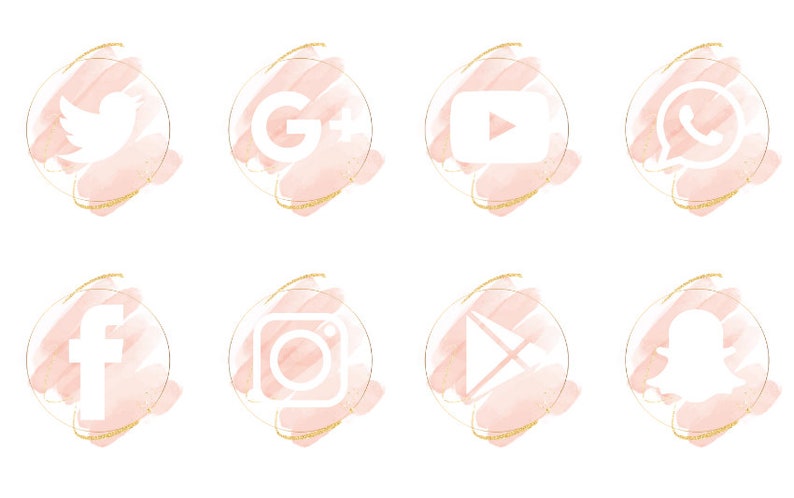 Pink Social Media Icons, Pink Icons, Minimalist Icons, Branding Kit ...