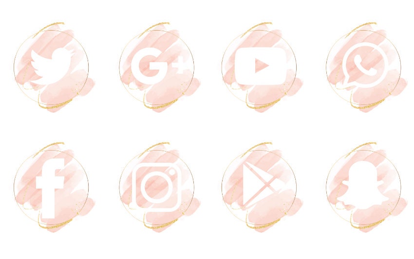 Pink Social Media Icons, Pink Icons, Minimalist Icons, Branding Kit ...