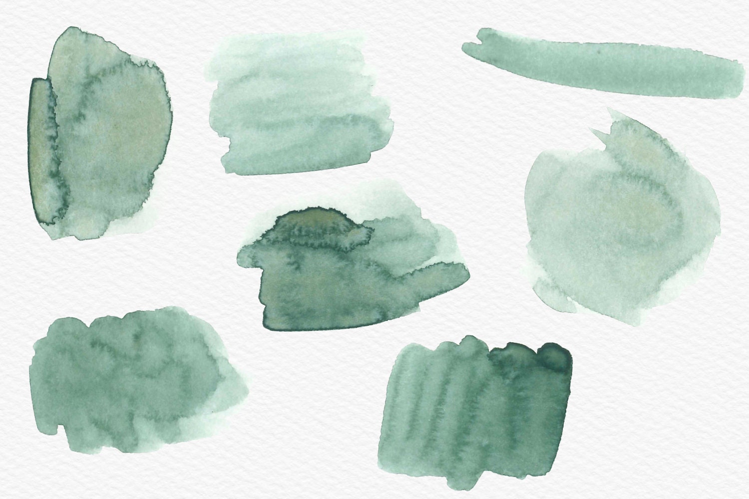 Olive Green Paint Brush Strokes, Watercolor Splotches - Etsy