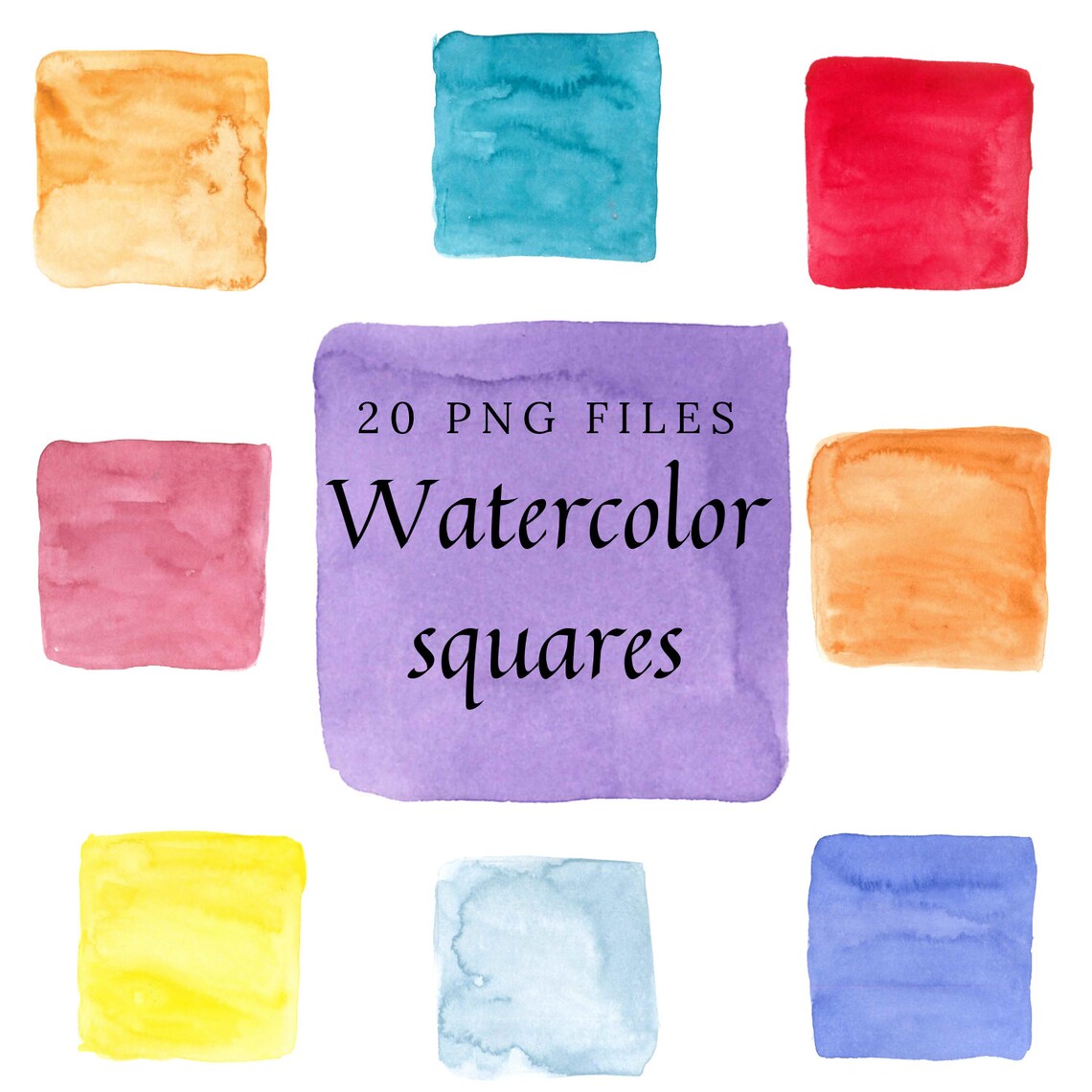 Watercolor Squares Watercolor Colorful Squares Watercolor - Etsy