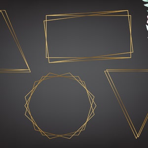 Elegant Modern Gold Polygonal Frame Clipart, Thin and Elegant Golden ...