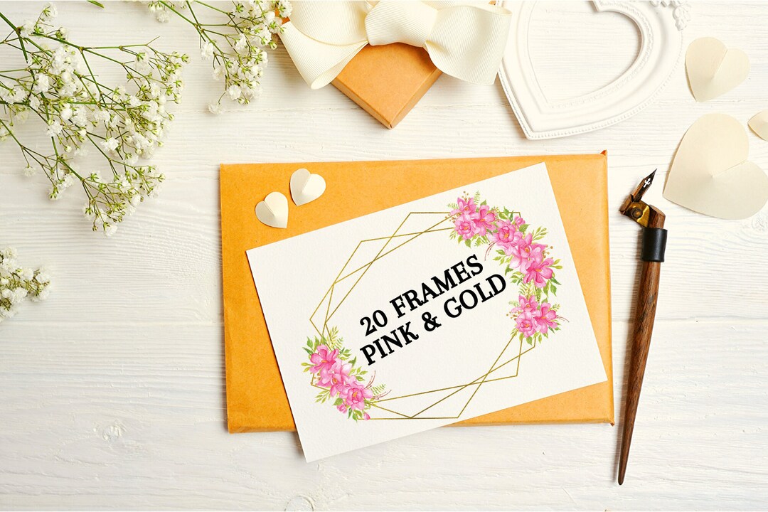 Geometric Gold Frames, Floral Crystal Frames, Wedding Polygonal Frame ...
