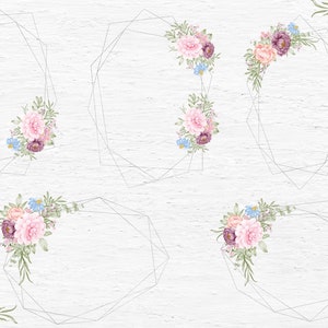 Silver Geometric Frames, Silver Wedding Frames, Frames With Watercolor ...