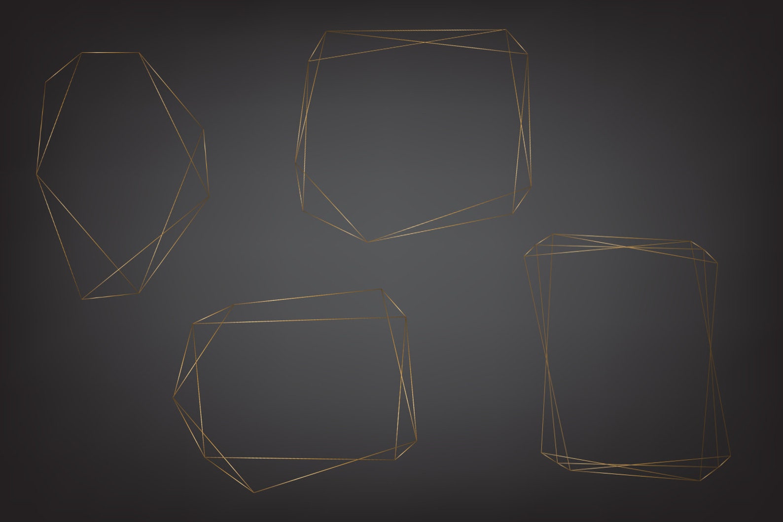 Modern Gold Polygonal Frame Clipart, Thin and Elegant Golden Frames ...