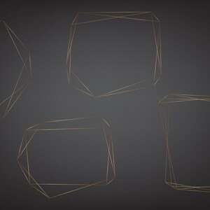Modern Gold Polygonal Frame Clipart, Thin and Elegant Golden Frames ...