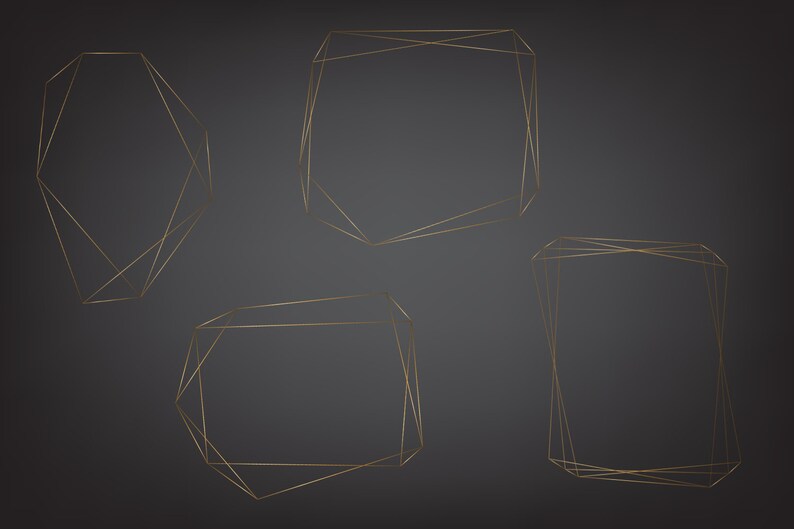 Modern Gold Polygonal Frame Clipart, Thin and Elegant Golden Frames ...