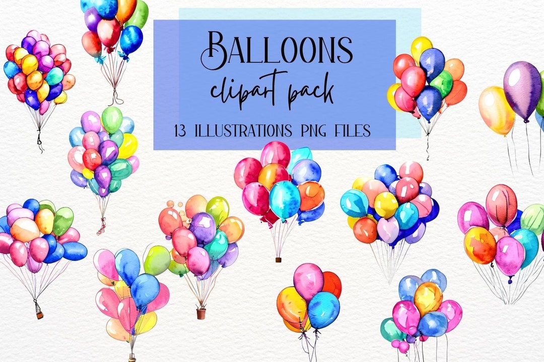 Watercolor Balloon Clipart, Birthday Balloons - PNG, Watercolor Pastel ...