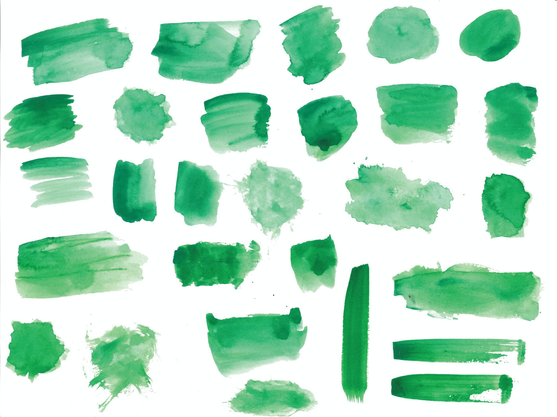 Green Watercolor Splash Clipart Green Watercolor Brush - Etsy