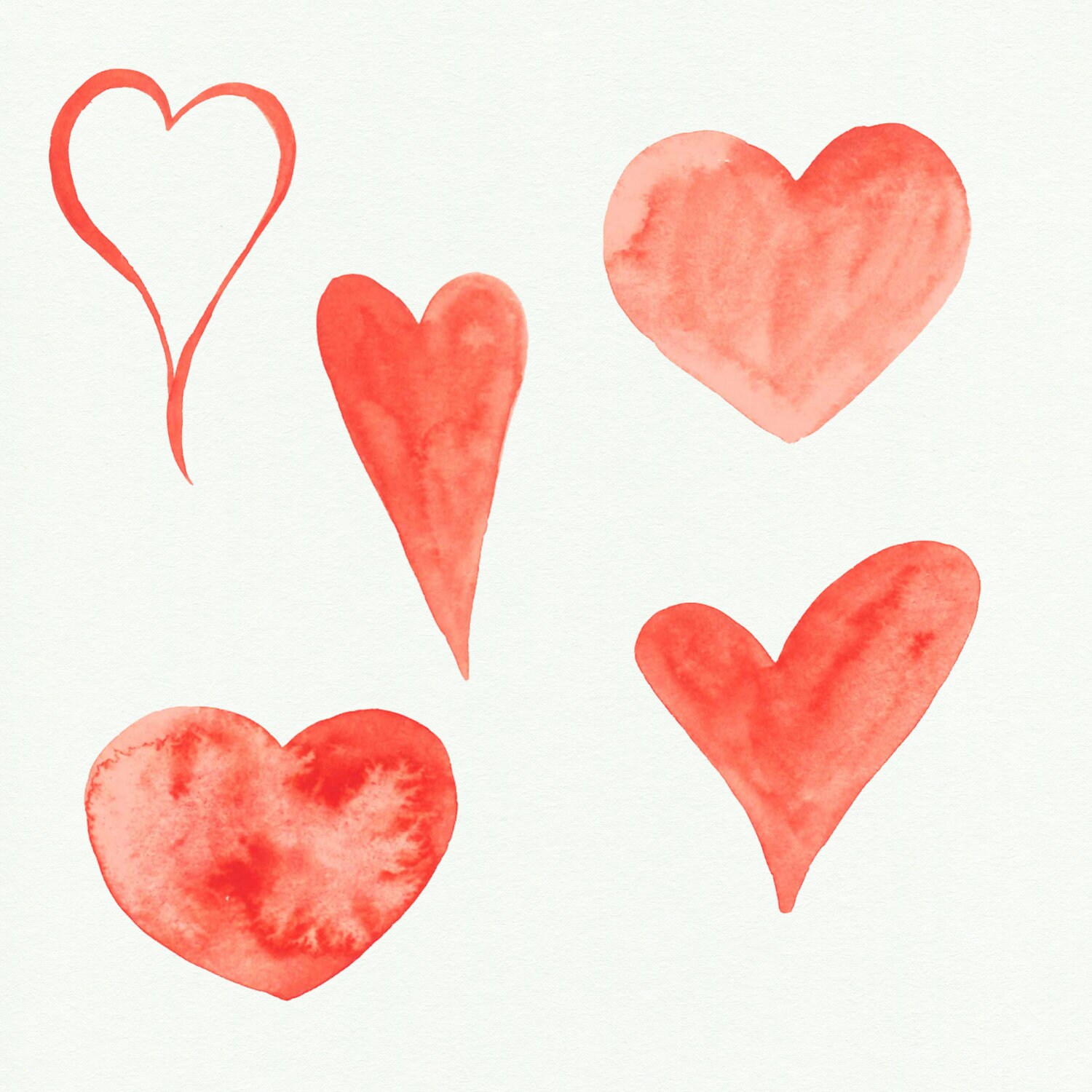 Watercolor Red Heart Clipart Valentines Day Clipart - Etsy