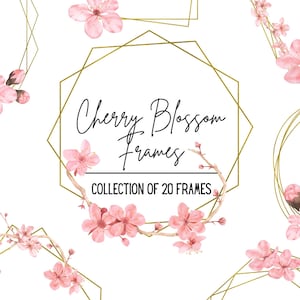 Gold Frames With Cherry Blossom Flowers, Geometric Frames - Etsy